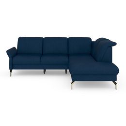 Sit & More sit&more Ecksofa &raquo;Fashion L-Form&laquo; wahlweise mit Kopfteilverstellung, Vorziehsitz, motorisch, Nickelf&uuml;&szlig;e blau B/H/T: 250cm x 84cm x 207cm, Soft clean, 