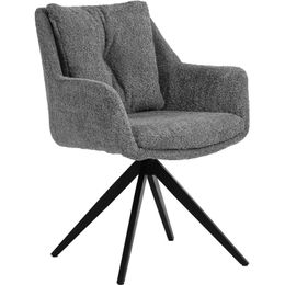 Sit Armlehnstuhl () mit 360&deg; Drehfunktion grau Metall, Polyester B/H/T: 65,5cm x 84,5cm x 66cm, Boucl&eacute; uni, Bezug Boucl&eacute; grau,mit 360&deg; Drehfunktion