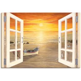 Artland Leinwandbild &raquo;M&ouml;wen&laquo; Meer Bilder 1 Stk. tlg. auf Holzrahmen gespannt braun Leinwand B/H/T: 100cm x 70cm, Leinwandbild Meer Bilder Querformat, 1 Stk.