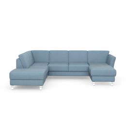 Sit & More sit&more Wohnlandschaft &raquo;Visby U-Form&laquo; Wahlweise mit Schlaffunktion und Stauraum, frei im Raum stellbar blau B/H/T: 303cm x 87cm x 213cm, Soft clean, 