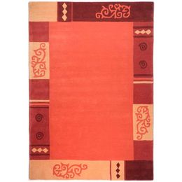 Theko Wollteppich &raquo;Ambadi&laquo; rechteckig 14 mm H&ouml;he reine Schurwolle, handgetuftet, mit Bord&uuml;re, modern orange Schurwolle B : 90cm 1 Stk., 14mm, L: 160cm