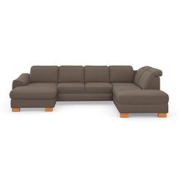 Sit & More sit&more Wohnlandschaft &raquo;Dundee U-Form&laquo; mit Federkern und Massivholzf&uuml;&szlig;en, wahlweise mit Kopfteilverstellung grau B/H/T: 338cm x 86cm x 219cm, Luxus-