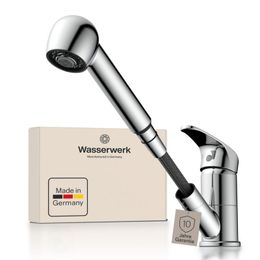 WASSERWERK Sp&uuml;ltischarmatur &raquo;WK 7, Wasserhahn, K&uuml;che, Einhebelmischer&laquo; 90&deg; schwenkbar, 2-fach verstellb., herausziehbar silber Messing B/H/T: 5,5cm x 