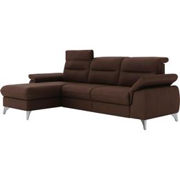 Sit & More sit&more Ecksofa &raquo;Astoria L-Form&laquo; wahlweise mit motorischer Relaxfunktion braun 100% Polyester B/H/T: 260cm x 91cm x 175cm, Luxus-Microfaser ALTARA 