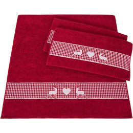 Dyckhoff Handtuch Set &raquo;Oktoberfest&laquo; Set 3 Stk. Frottier Made in Germany (2 Handt&uuml;cher, 1 Duschtuch) rot Frottier, Obermaterial: 100% Baumwolle 3 Stk., Frottier