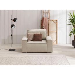 OTTO home Sessel &raquo;SHERWOOD Samtvelours Love-Seat&laquo; passend zur Polster-Serie SHERWOOD beige 100% Polyester Samtvelours, B/H/T: 120cm x 85cm x 86cm