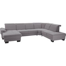 OTTO home Wohnlandschaft &raquo;Cornwall U-Form&laquo; inkl. Sitztiefenverstellung, wahlweise mit Schlaffunktion grau Struktur fein (100% Polyester);Luxus-