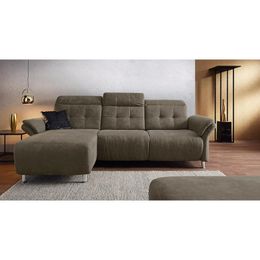 Home Affaire Ecksofa &raquo;Manhattan L-Form&laquo; 2 Sitze mit elektrischer Relaxfunktion, verstellbare Armlehnen grau Kunstleder SOFTLUX ;Flachgewebe (100% 