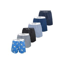 Happy Shorts Boxershorts Herren Gr&ouml;&szlig;e L hellblau / dunkelblau / schwarz / wei&szlig;