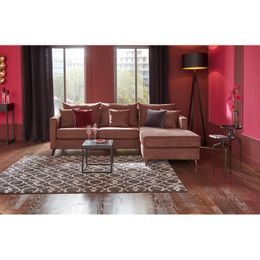 Home Affaire Ecksofa &raquo;Renesse L-Form&laquo; lose Kissen, Keder an Sitzkissen braun Samtvelours 100% Polyester;Luxus-Microfaser ALTARA NUBUCK (100% Polyester