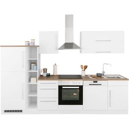 KOCHSTATION K&uuml;chenzeile &raquo;KS-Samos&laquo; Breite 310 cm, wahlweise mit E-Ger&auml;ten, mit Arbeitsplatte wei&szlig; B/H/T: 310cm x 200cm x 60cm, ohne E-Ger&auml;te