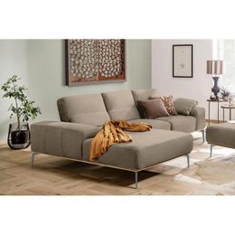 W.Schillig Ecksofa &raquo;run, Designsofa mit tollem Sitzkomfort, bequem, L-Form&laquo; mit elegantem Holzsockel, F&uuml;&szlig;e in Silber matt, Breite 279 cm beige 