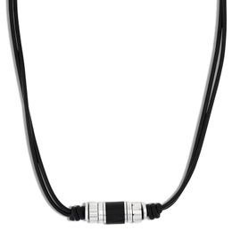 Tom Tailor Herren Tom Tailor Kette mit Anh&auml;nger schwarz Edelstahl Leder, L: 52 B: 3,8mm