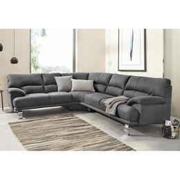 Trendmanufaktur Ecksofa &raquo;Cecilia II, in italienischen Design, bequem, hoher Sitzkomfort, L-Form&laquo; extrabreite Armlehnen f&uuml;r noch mehr Sitzkomfort grau 