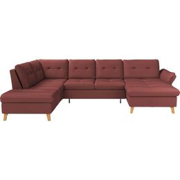 Sit & More sit&more Wohnlandschaft &raquo;G&ouml;teborg&laquo; inkl. Sitztiefenverstellung, wahlweise mit Bettfunktion & Bettkasten rot B/H/T: 327cm x 90cm x 226cm, NaturLEDER , 