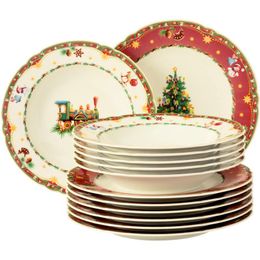 Seltmann Weiden Tafelservice &raquo;Teller Set Weihnachten, Advent, Geschirr-Set Marie-Luise&laquo; mit weihnachtlichem Dekor, Made in Germany, 12 Teile, f&uuml;r 6 Personen beige 