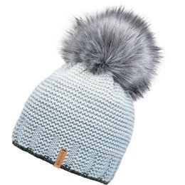 Chillouts Damen Chillouts Bommelm&uuml;tze &raquo;Klara Hat&laquo; mit abnehmbarem Kunstfell-Bommel blau Einheitsgr&ouml;&szlig;e