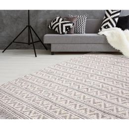 Kayoom Teppich &raquo;Natura 410&laquo; rechteckig 20 mm H&ouml;he Besonders hochwertige, handgearbeitete Qualit&auml;t beige Wolle B : 80cm 1 Stk., 20mm, L: 150cm