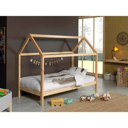 Vipack Hausbett &raquo;Dallas, Hausbett Kiefer massiv, stabil gebaut, mit Rolllattenrost&laquo; B/H/T ca. 208x158,5x98cm, das Dach l&auml;sst sich noch h&uuml;bsch dekorieren, 