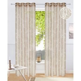 OTTO home Gardine &raquo;Anna&laquo; &Ouml;sen 1 Stk. tlg. Bestseller, &Auml;ste-Motiv, Viskose, Polyester beige Ausbrenner, Polyester, Viskose 245cm, &Ouml;sen, 140cm