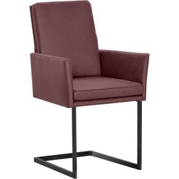 K+w Komfort & Wohnen K+W Komfort & Wohnen Armlehnstuhl &raquo;Kansas&laquo; () stabiles Hochkantrohr, Untergestell in Edelstahloptik oder schwarz rot B/H/T: 55cm x 96cm x 64cm, Leder 