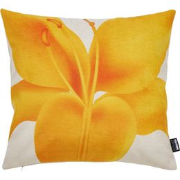 done. Dekokissen &raquo;LILY&laquo; Bedruckt gelb Polyester B/L: 45cm x 45cm, 1 Stk.