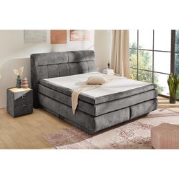 Jockenh&ouml;fer Boxspringbett &raquo;Queen, inklusive Strauraum/Bettkasten&laquo; 7-Zonen-TTFK-Matratze, KS-Topper, verschiedene H&auml;rtegrade w&auml;hlbar grau Bezug Bett: Chenille (100