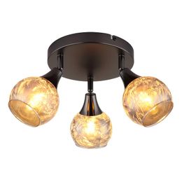 Globo LIGHTING Deckenspot &raquo;FROSTA&laquo; E14 1 Stk. Schwarz-chrome Strahler mit geeistem Glas, dreh-/schwenkbar schwarz 3, &Oslash; 32cm H: 16,5cm, 1 Stk.