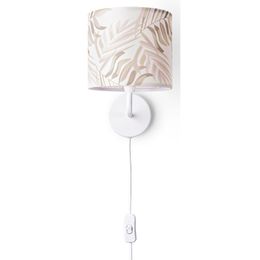 Paco Home Wandleuchte &raquo;Kuba 126&laquo; E14 Innen Wandlampe Lampenschirm Nachtlicht Kinder Deko Wohnzimmer Palme wei&szlig; 1, &Oslash; 18cm H: 26,5cm