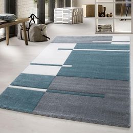 Ayyildiz Teppiche Teppich &raquo;Hawaii 1310, auch als L&auml;ufer&laquo; rechteckig 13 mm H&ouml;he Kurzflor, handgearbeiteter Konturenschnitt, Wohnzimmer blau Kunstfaser B : 140cm 1 Stk., 