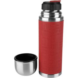 Emsa Thermoflasche &raquo;Senator Sleeve&laquo; Silikonmanschette, Safe Loc Verschluss, dicht, 12h hei&szlig;, 24h kalt rot Edelstahl, Polypropylen (PP), Silikon 500ml