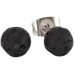 Bruno Banani Damen Paar Ohrstecker &raquo;Schmuck Geschenk Edelstahlorstecker mit Lavakugel&laquo; mit Lavastein schwarz 6, Edelstahl