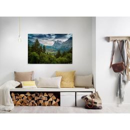 A.S. Cr&eacute;ation Leinwandbild &raquo;Mountain Views&laquo; Kunst Landschaft 1 Stk. tlg. Bild Landschaft B&auml;ume Gebirge Keilrahmen Leinwand-Bild Wohnzimmer Wand gr&uuml;n Holz, Stahl B/H