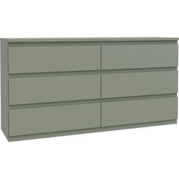 FORTE Kommode &raquo;Edmore&laquo; gro&szlig;e Kommode, grifflose Front, Stauraum, 6 Schubladen gr&uuml;n Holzwerkstoff B/H/T: 153,9cm x 79,8cm x 42,2cm, 6 Stk.
