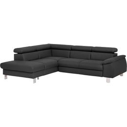 COTTA Ecksofa &raquo;Komaris L-Form, B: 249 cm&laquo; mit Kopfteilverstellung, optional Schlaffunktion, Bettkasten & Licht schwarz Microfaser PRIMABELLE (100% 