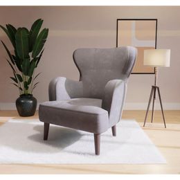 Home Affaire Sessel &raquo;SICILIA&laquo; moderner Ohrensessel grau 100% Polyester Samtoptik, B/H/T: 88cm x 88cm x 64cm