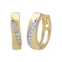 Firetti Damen Paar Creolen &raquo;Schmuck Geschenk Gold 333 Ohrschmuck Gold bicolor glitzernd&laquo; mit Zirkonia (synth.) gelb 13mm, Gelbgold 333