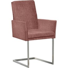 K+w Komfort & Wohnen K+W Komfort & Wohnen Armlehnstuhl () stabiles Hochkantrohr, Untergestell in Edelstahloptik oder schwarz rosa B/H/T: 55cm x 96cm x 64cm, Flachgewebe