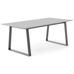Esstisch &raquo;Meza Designtisch mit Auszugsfunktion und 2 Einlegeplatten&laquo; 1 Stk. tlg. rechteckige Tischplatte MDF, Trapez Metallgestell grau Tischplatte: 