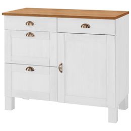 Home Affaire Unterschrank &raquo;Oslo&laquo; 100 cm breit, in 2 Tiefen, mit 23 mm Arbeitsplatte, 2 Schubk&auml;sten gelb Massivholz cremefarben, B/H/T: 100cm x 85cm x 