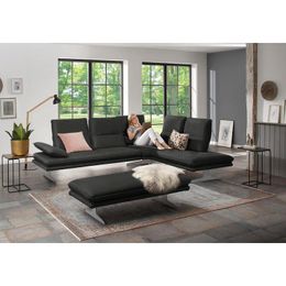 W.Schillig Ecksofa &raquo;broadway, Designsofa, mit tollem Sitzkomfort, L-Form&laquo; Sitztiefenverstellung, Kopfteil- & Seitenteilverstellung, Breite 284cm grau 