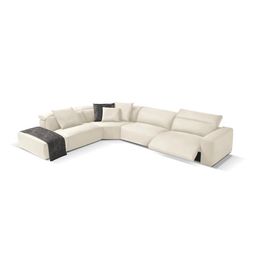 Egoitaliano Ecksofa &raquo;Beverly, extravangantes Designsofa mit erstklassigem Sitzkomfort&laquo; wahlweise mit elektrischer Relaxfunktion, Kopfteilverstellung beige Leder &raquo;