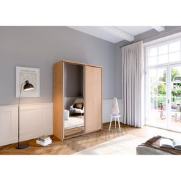 Priess Schwebet&uuml;renschrank &raquo;Arnsberg&laquo; mit Spiegel braun Holzwerkstoff Livorno Buche, B/H/T: 144cm x 211cm x 64,5cm, T&uuml;ren: 2 Stk., Basisausf&uuml;hrung