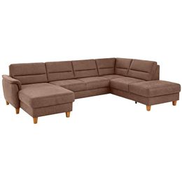 Home Affaire Wohnlandschaft &raquo;Palmera U-Form, B: 308 cm&laquo; optional Schlaffunktion & Bettkasten, Federkern braun 100% Polyester;Struktur (100% Polyester)