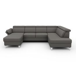 Sit & More sit&more Wohnlandschaft &raquo;Vincenzo U-Form&laquo; inklusive Kopfteilverstellung, optional Schlaffunktion & Bettkasten grau B/H/T: 317cm x 84cm x 93cm, Luxus-