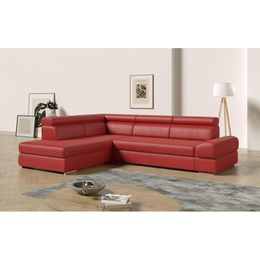 Sit & More sit&more Ecksofa &raquo;Broadway L-Form&laquo; mit verstellbaren Kopfteilen, wahlweise mit Schlaffunktion rot B/H/T: 270cm x 79cm x 213cm, NaturLEDER , Ottomane 