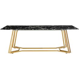 Salesfever Couchtisch &raquo;Design-Tisch f&uuml;r Ihr Wohnzimmer&laquo; Eleganz trifft auf Luxus: Marmor-Design Tischplatte gold B/H/T: 110cm x 40cm x 60cm, 