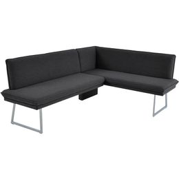 K+w Komfort & Wohnen K+W Komfort & Wohnen Eckbank mit Sattlernaht und schmaler Kufe, langer Schenkel rechts oder links grau B/H/T: 86cm x 60cm, Flachgewebe Q2 2250, langer
