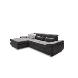 Die PlanBar Ecksofa &raquo;MP-IN16037 L-Form, Breite 289 cm, mit Kaltschaum-Polsterung&laquo; mit Sitztiefenverstellung & Zierkissen grau 100% Polyester B/H/T: 