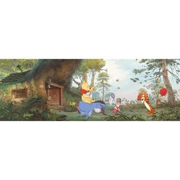 Komar Fototapete &raquo;Pooh's House - Gr&ouml;&szlig;e 368 x 127 cm&laquo; bedruckt glatt Kinderzimmer bunt Papier B/L: 368m x 127m, Rollen: 4